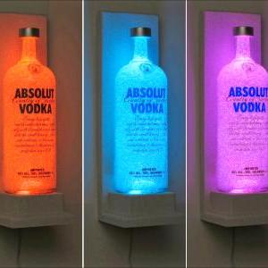 Absolut Vodka Wall Mount Vodka Color Changing Led Remote Control Bottle ...