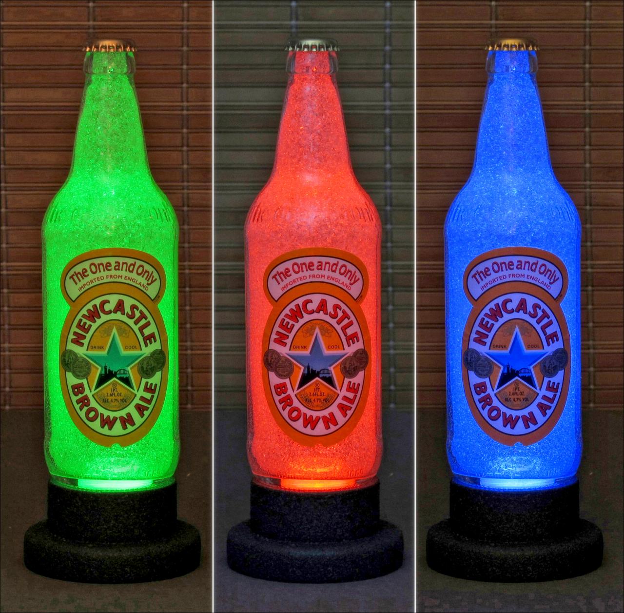 New Castle Brown Ale 550 Ml LED Color Changing Bottle Lamp Remote Bar ...