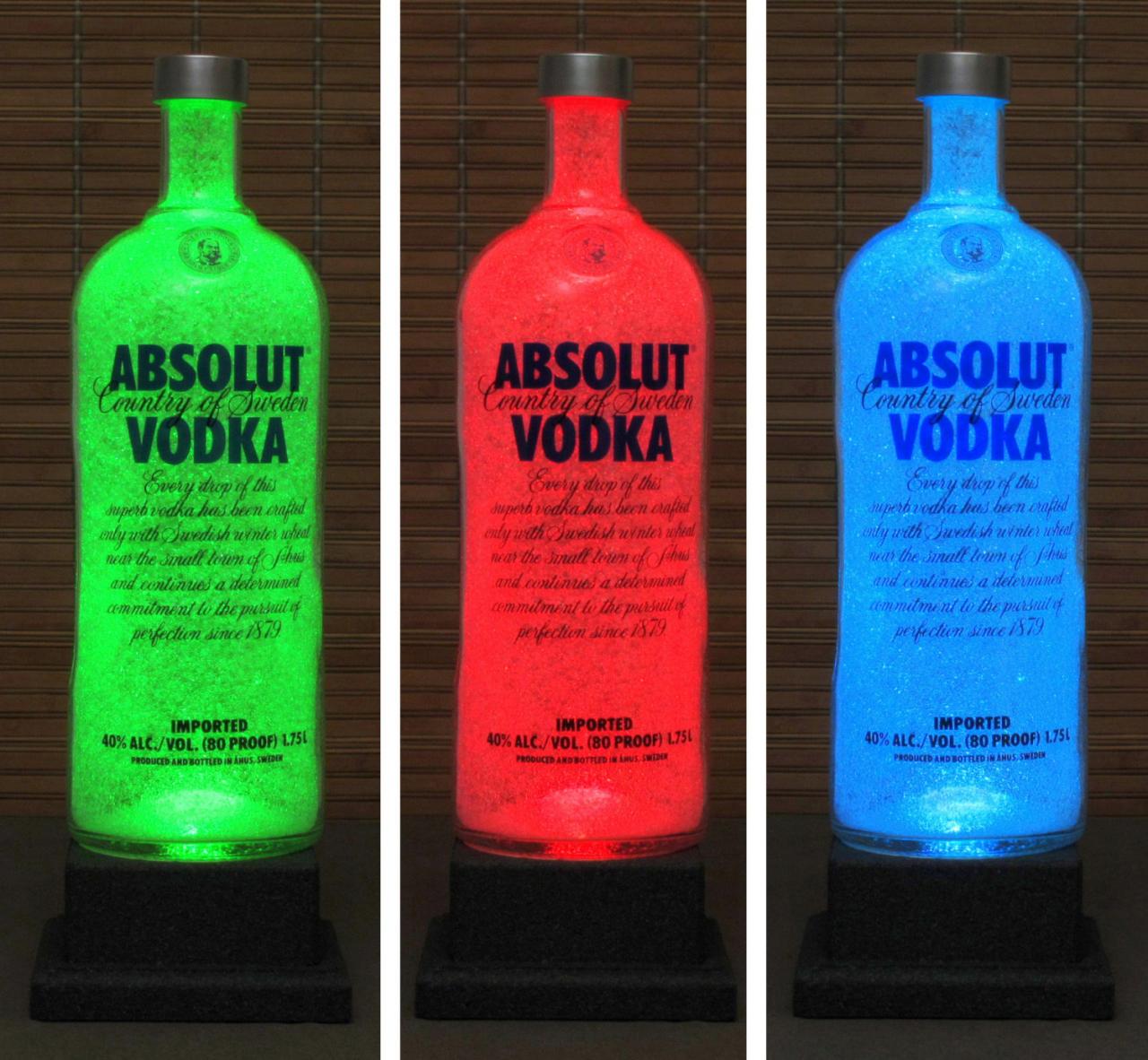 Absolut Vodka Led Bottle Lamp Big 1.75 Liter Color Changing Remote ...