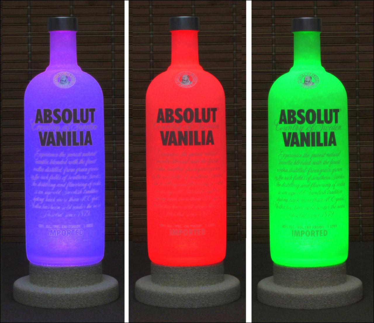 Absolut Vanilia Vodka Color Changing Led Remote Controlled Bottle Lamp ...