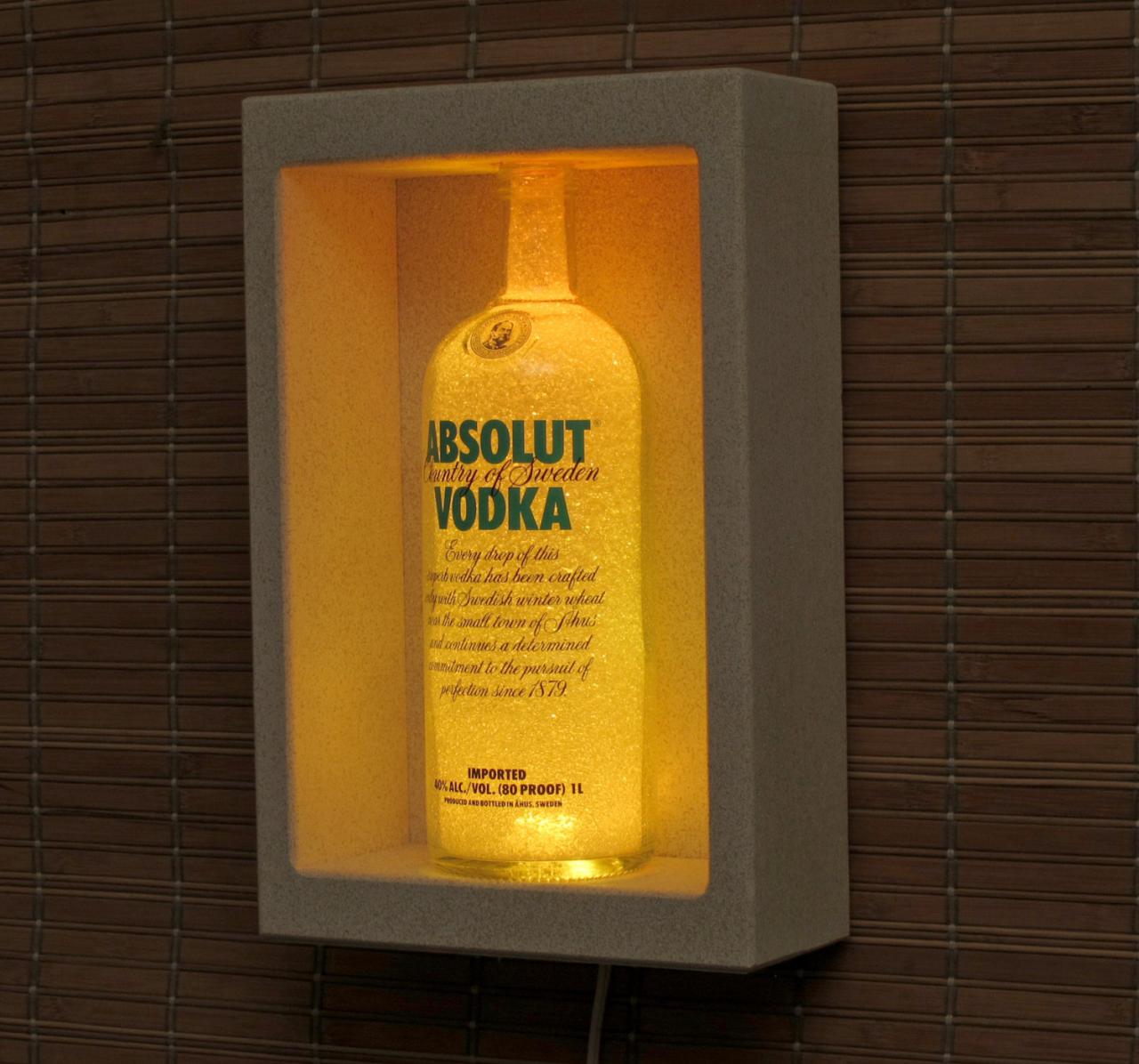 Absolut Vodka Shadowbox Sconce Color Changing Liquor Bottle Lamp Bar ...