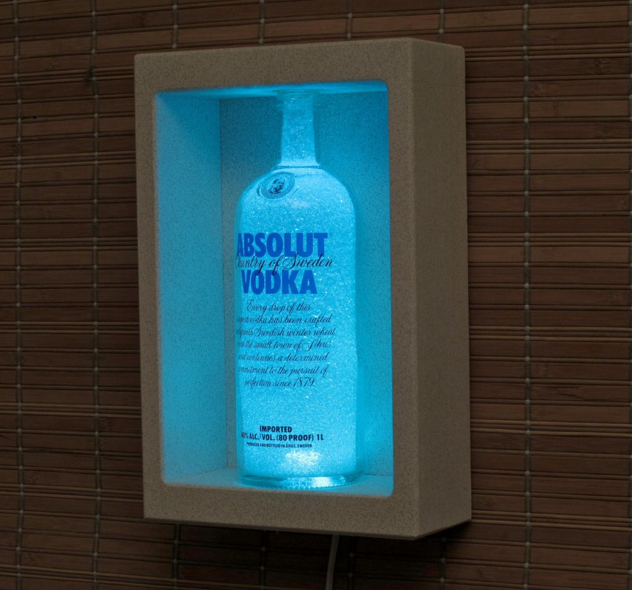 Absolut Vodka Shadowbox Sconce Color Changing Liquor Bottle Lamp Bar ...