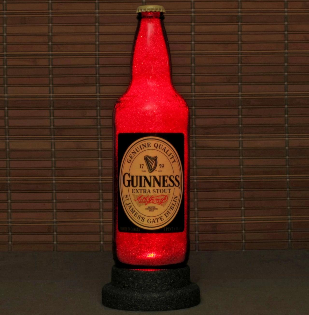 Guinness Stout Big 22oz Beer Bottle Lamp Light Bar Man Cave Deep Ruby ...