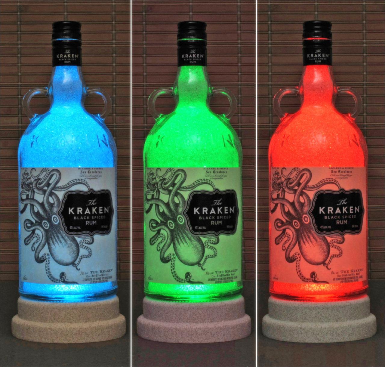 Kraken Black Spiced Rum Color Changing Remote Control Led Bottle Lamp ...