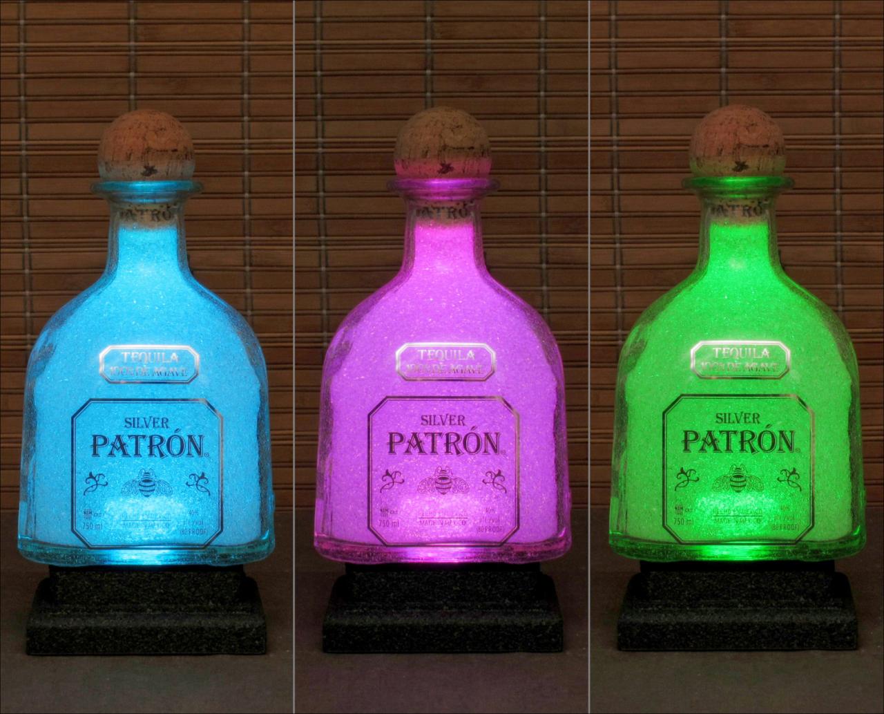 Patron Silver Tequila Remote Controlled 16 Color Changing Led Liquor ...