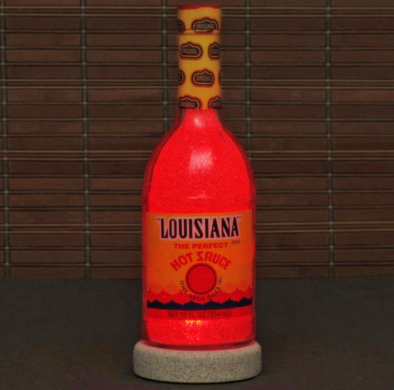 Louisiana Sauce Glass Bottle Lamp Night Light Orleans Ruby Red Glow on ...