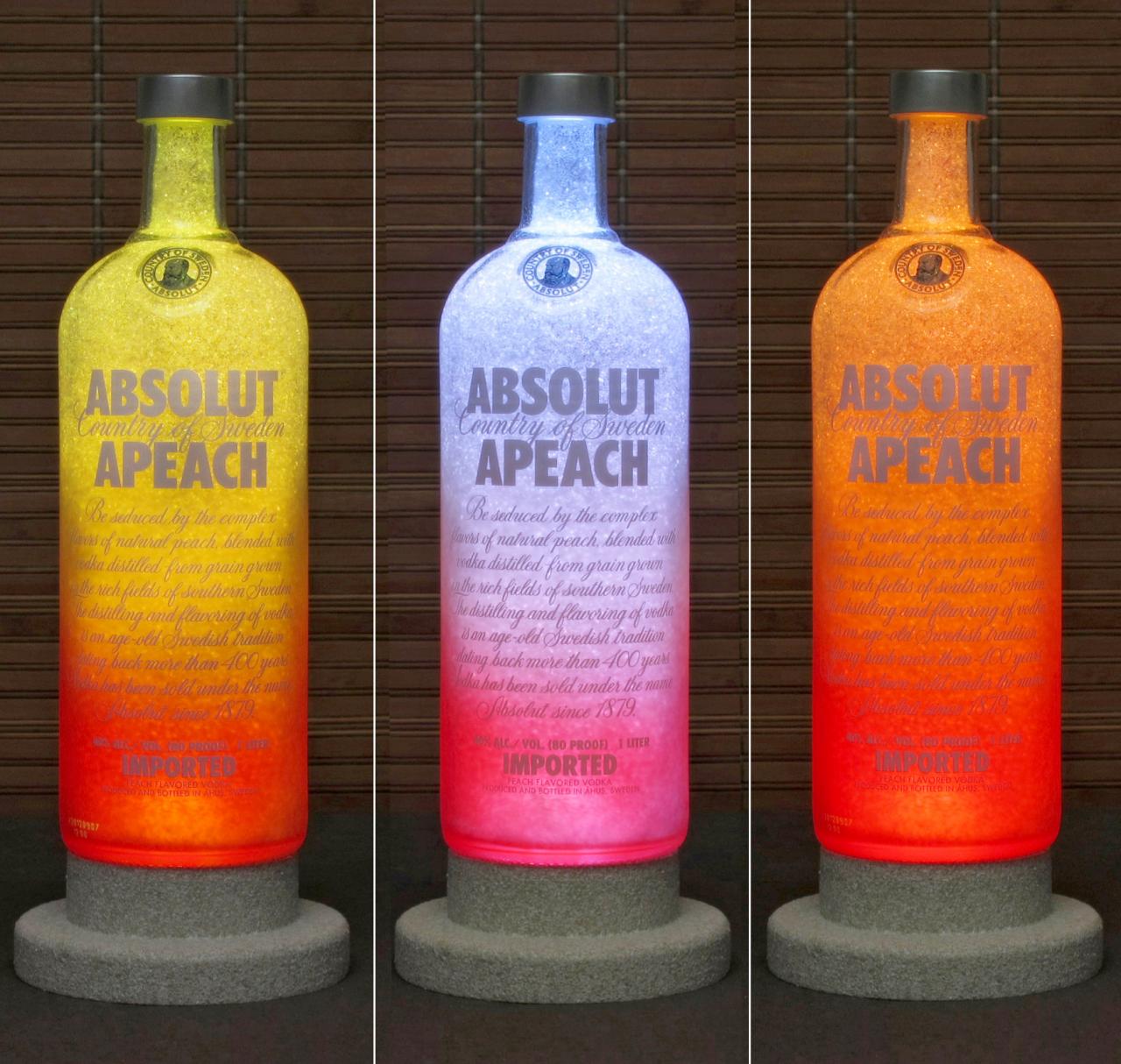 Absolut Peach Vodka Color Changing Led Remote Controlled Led Bottle ...
