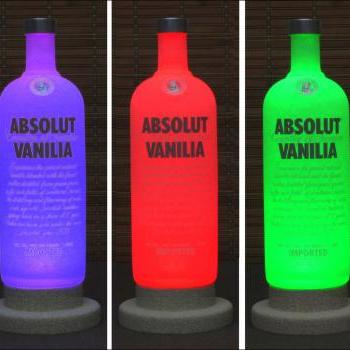 Absolut Vanilia Vodka Color Changing Led Remote Controlled Bottle Lamp ...