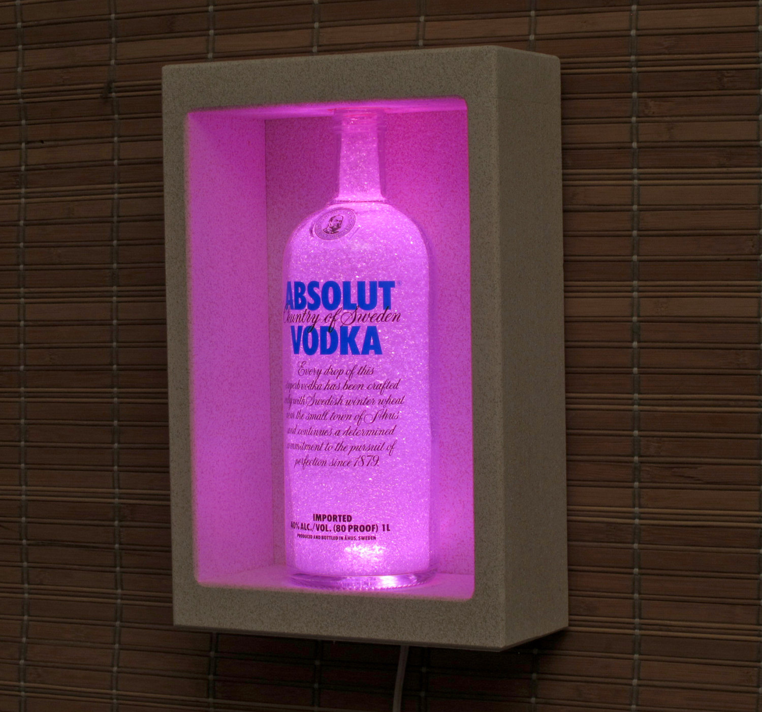 Absolut Vodka Shadowbox Sconce Color Changing Liquor Bottle Lamp Bar ...