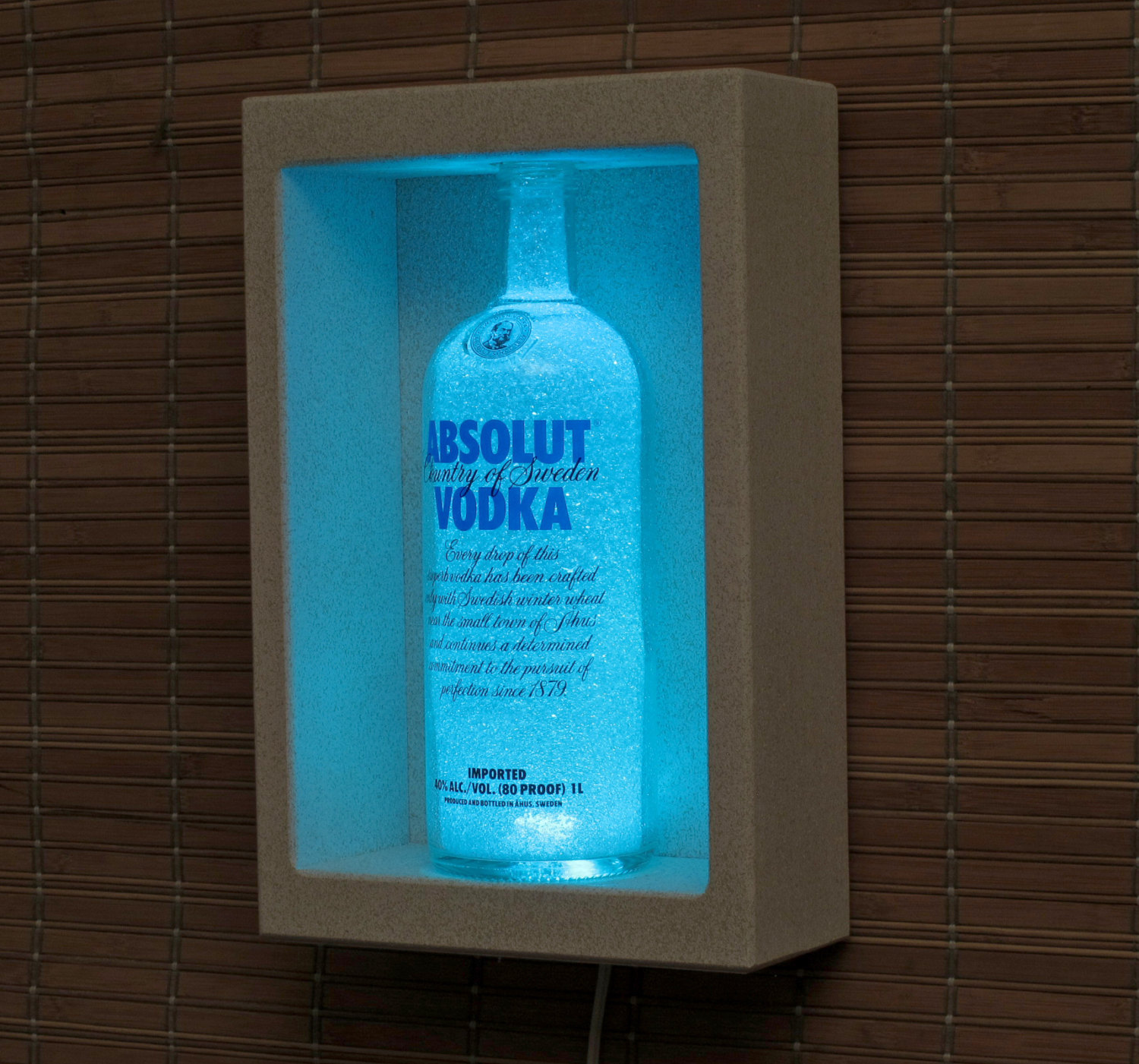 Absolut Vodka Shadowbox Sconce Color Changing Liquor Bottle Lamp Bar ...