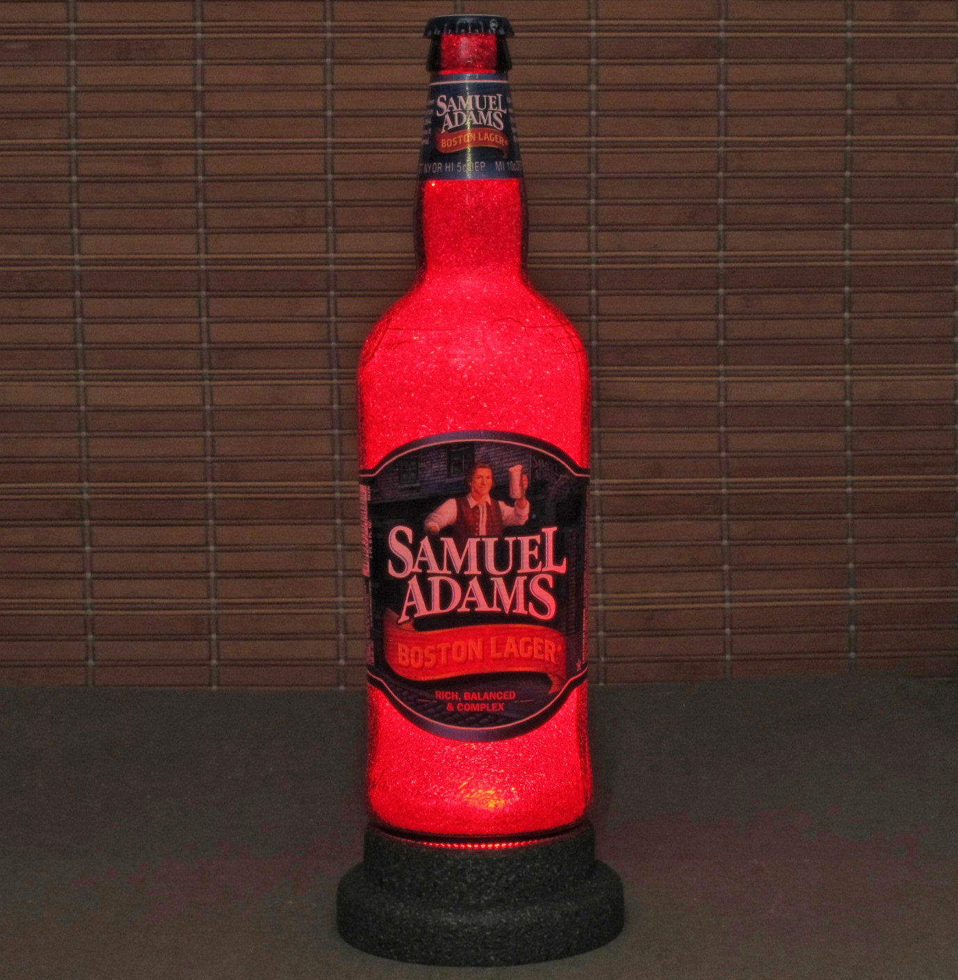 Samuel Adams 24oz Led Beer Bottle Lamp Light Bar Man Cave Deep Ruby Red ...